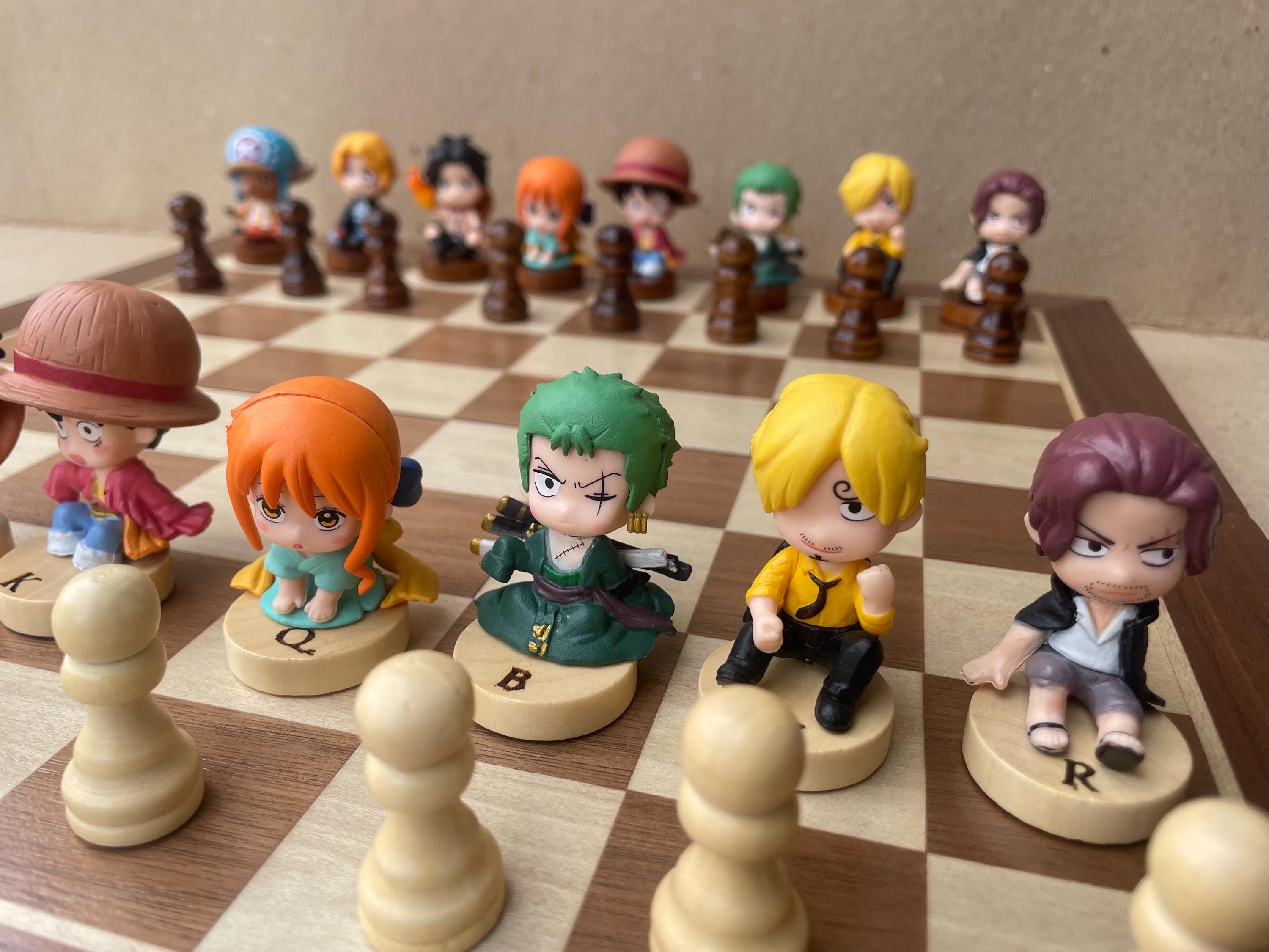 Handmade Anime Chess Set – One Piece Theme, 39cm Board - Etsy