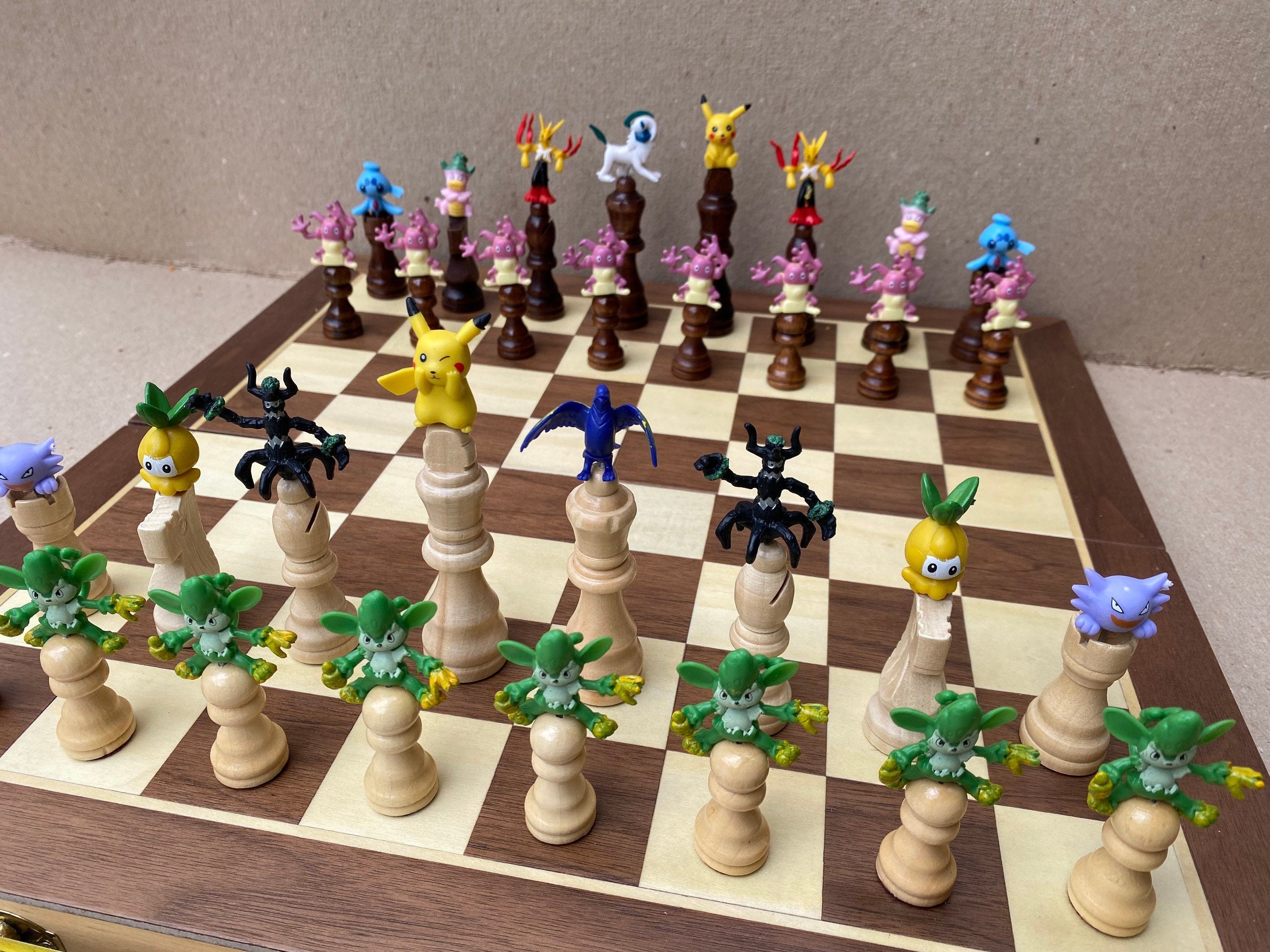 Pokemon Chess Set Rare Green Yellow - Etsy UK