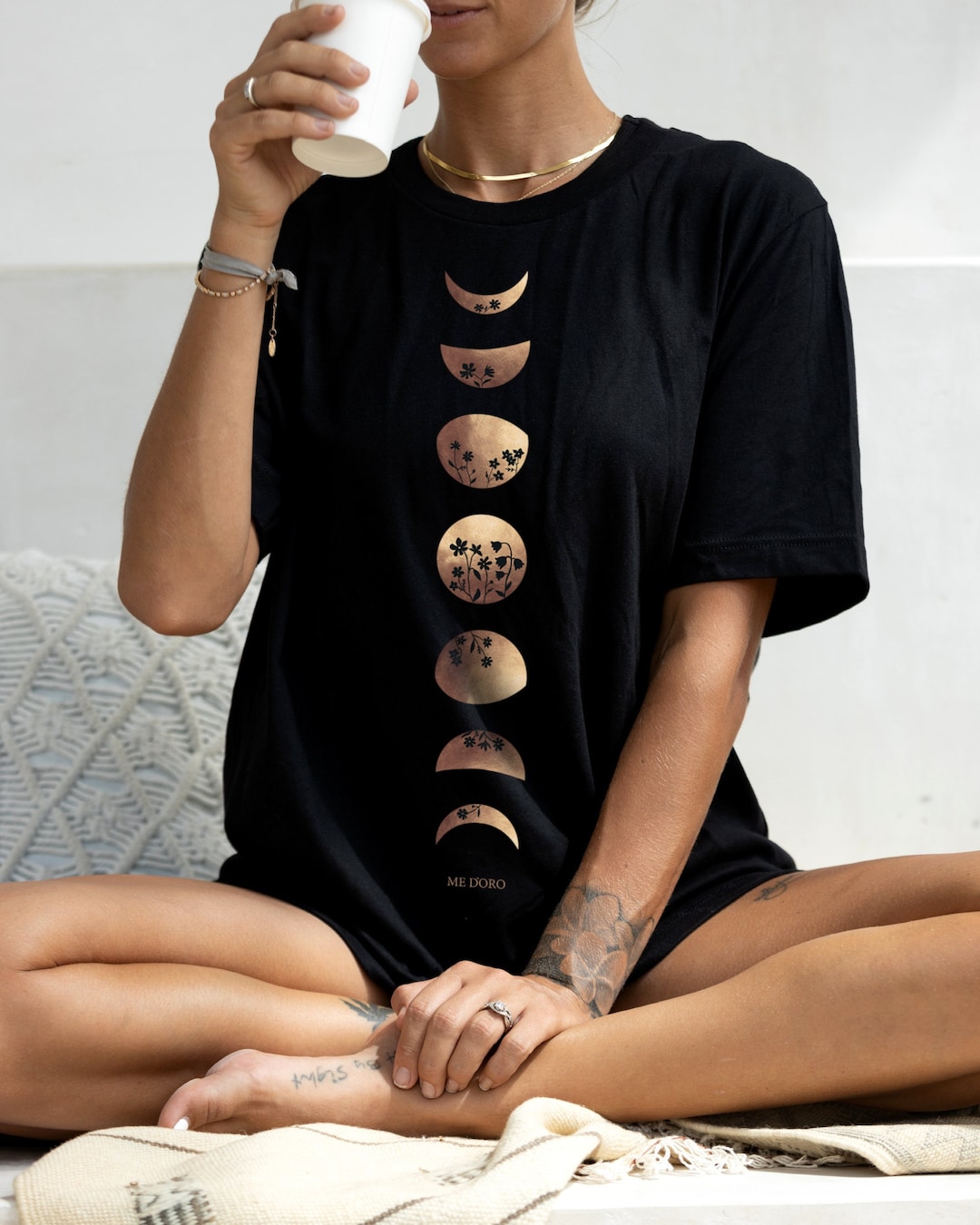 Moon Phases Shirt, Flower Moon Celestial Shirt, Floral Moon Phase ...