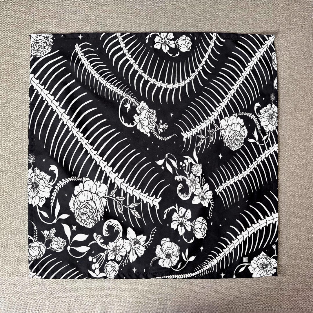 Gothic Snake Skeleton Bandana: Floral Goth Headband - Etsy