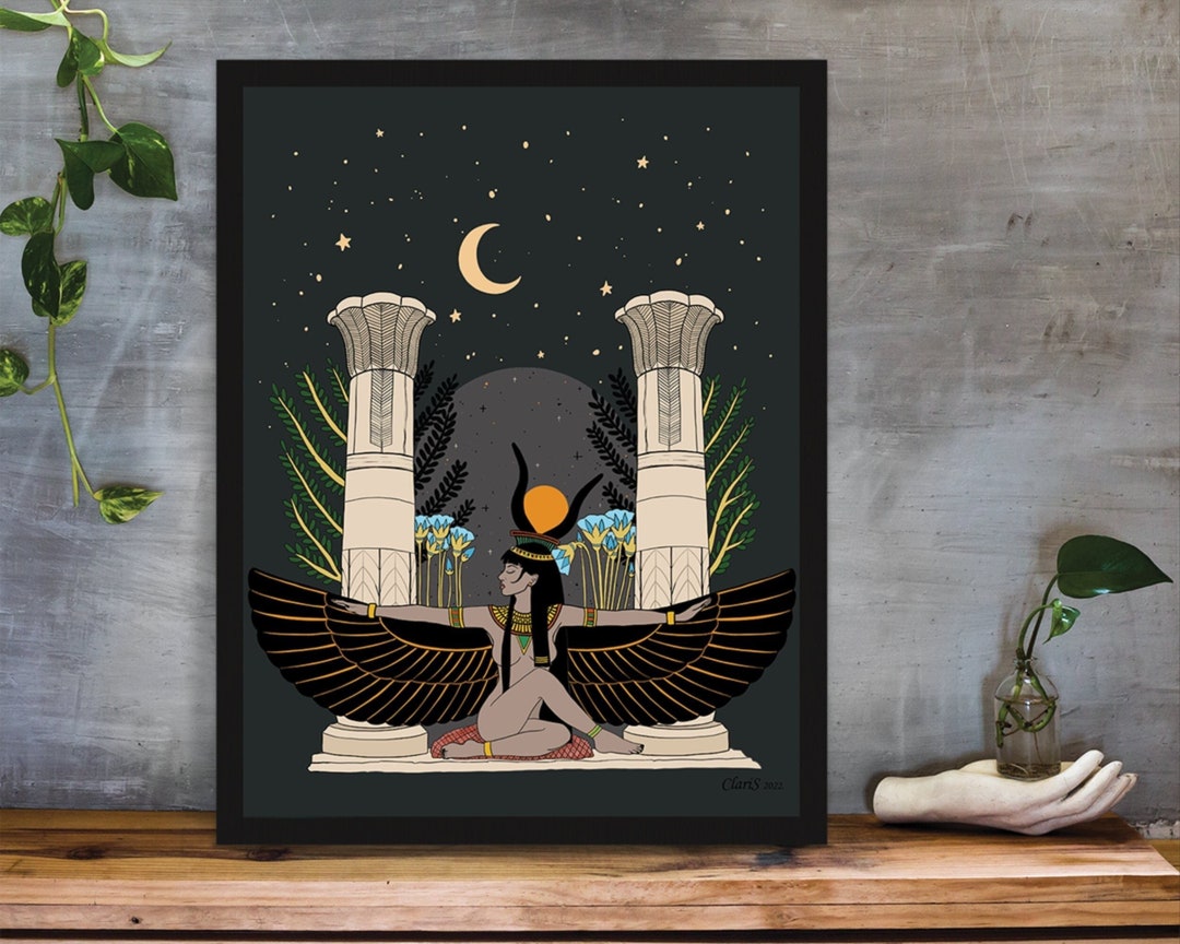 Isis Goddess Poster, Egyptian Goddess Art Print, Spiritual Art, Pagan ...