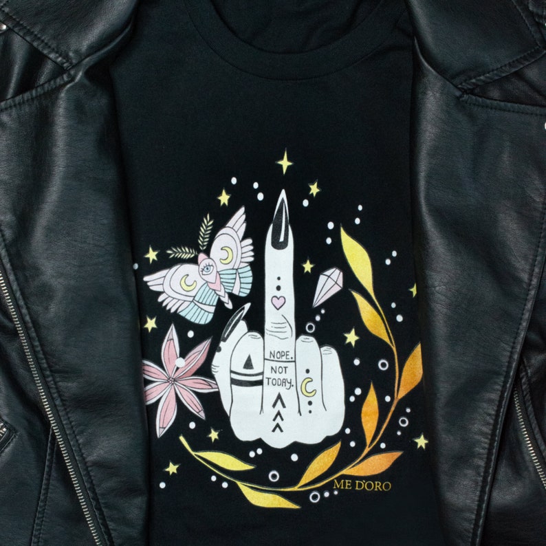 Pastel Goth Crop Top Middle Finger Skeleton Tee Not Today | Etsy