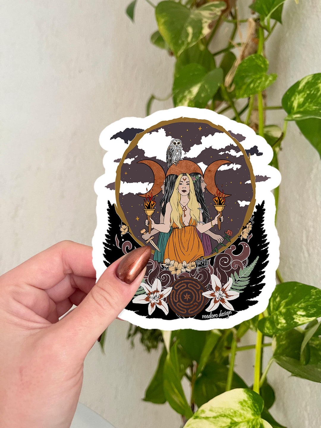 Hecate Sticker, Triple Moon Vinyl Sticker, Greek Goddess Hecate Kiss ...