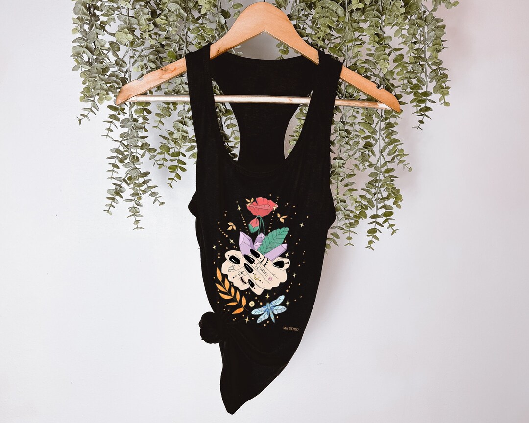 Witchy Hands Witch Tank Top, Celestial Top, Floral Crystals Stars Shirt ...
