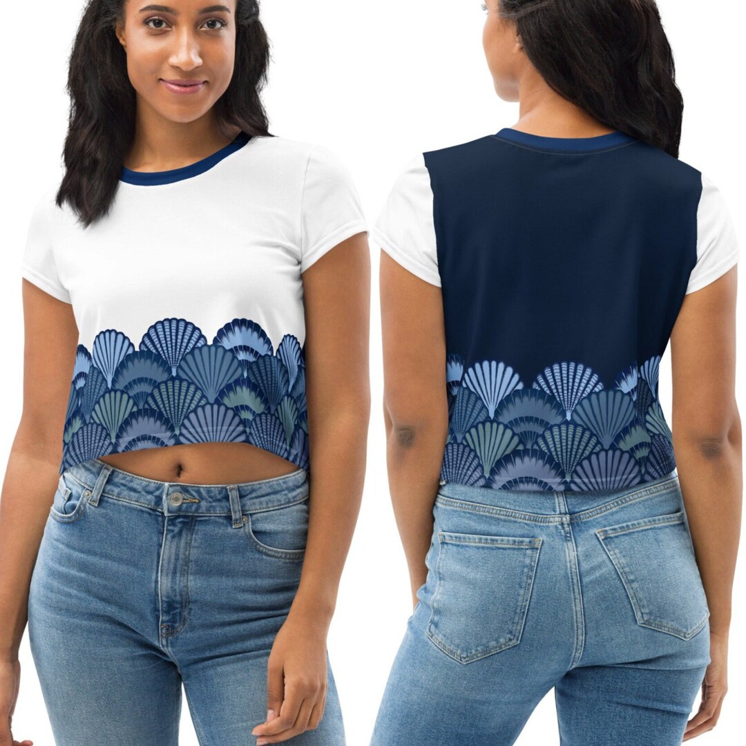 Beach Shirt Sea Shells Mermaid Crop Top, Summer Cropped Tee - Etsy