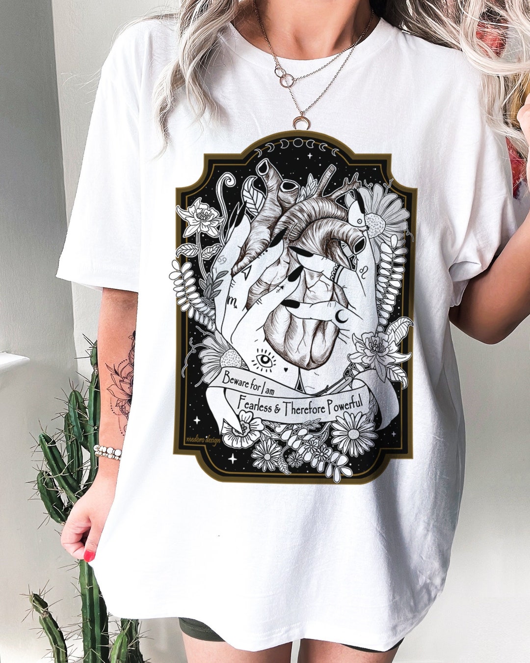 Fearless and Powerful Shirt Witchy Hands Witch Shirt Floral - Etsy