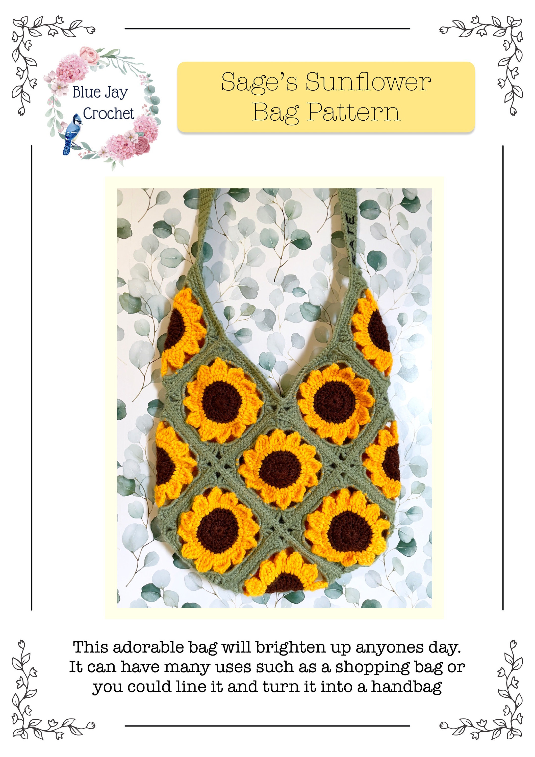 Sunflower Bag Crochet Pattern Bundle PDF Pattern English - Etsy