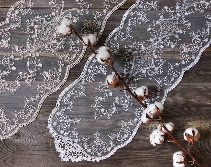 Lace Table Runner 2 Sizes Cotton Lace Doily White and Beige - Etsy