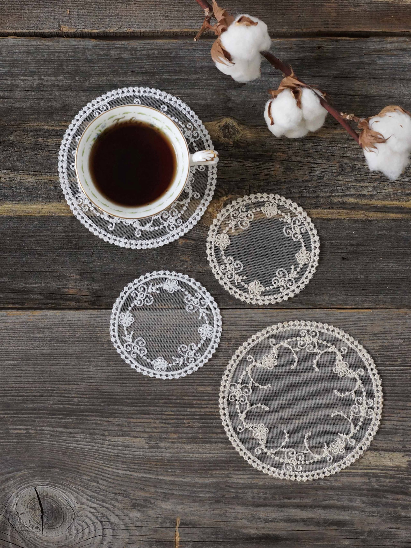 Round Lace Doilies White and Beige Vintage Cotton French Lace - Etsy