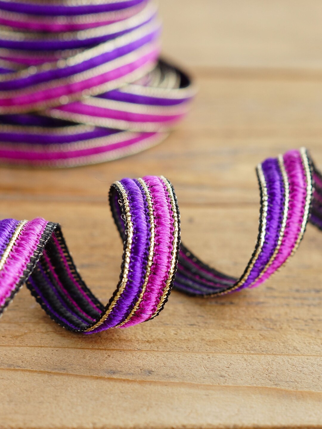 Ethnic Fabric Trim 0.67 17 Mm Wide Gold Edge Indian - Etsy