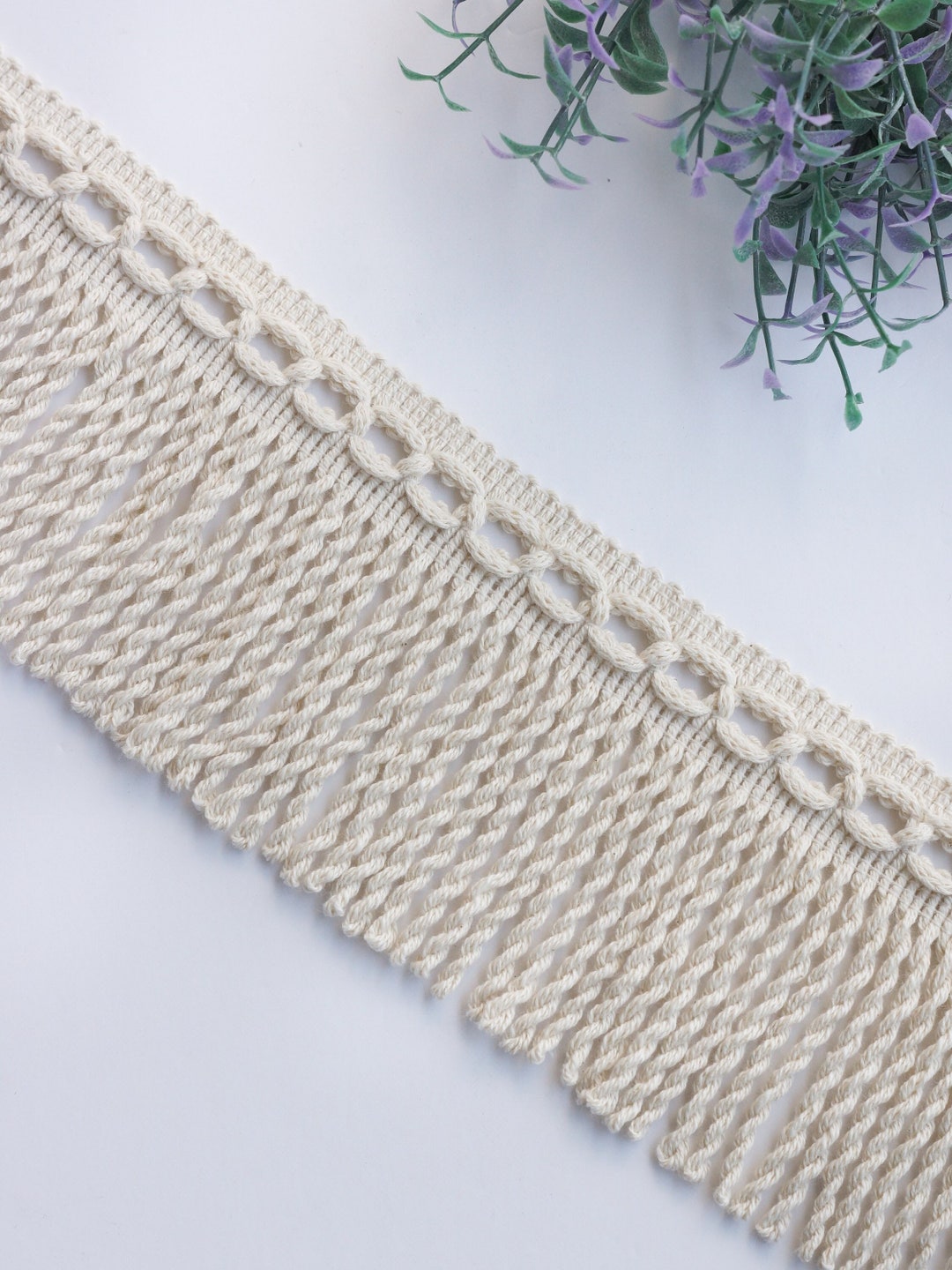 Cotton Fringe Trim, 3.94" (10cm) Vintage Bullion Fringe Trim, Natural ...