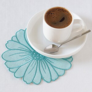 Daisy Style Fabric Coasters, Embroidered Cocktail Coasters - 5x5 ...