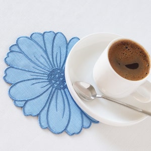 Daisy Style Fabric Coasters, Embroidered Cocktail Coasters - 5x5 ...