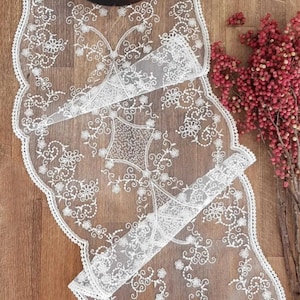 Lace Table Runner, 2 Sizes Cotton Lace Doily, White and Beige Vintage ...