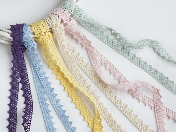 Cotton Lace Trim 0.55 1.4 Cm Crochet Colored Cotton - Etsy