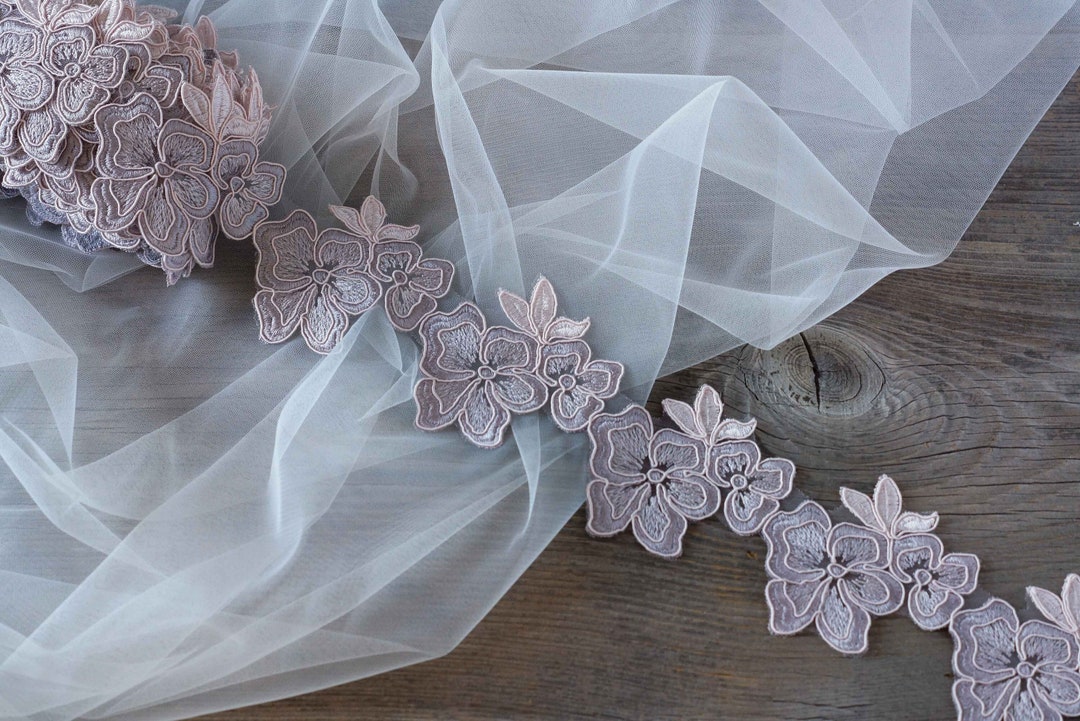 Lavender French Lace Trim - 3.15" (8cm) Bridal Lavender Light Pink Lace ...