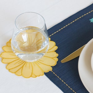 Daisy Style Fabric Coasters, Embroidered Cocktail Coasters - 5x5 ...