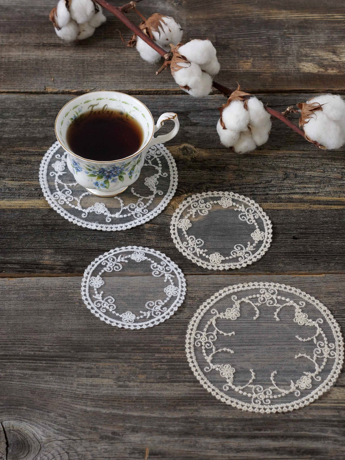 Round Lace Doilies White and Beige Vintage Cotton French Lace - Etsy