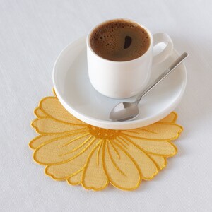 Daisy Style Fabric Coasters, Embroidered Cocktail Coasters - 5x5 ...