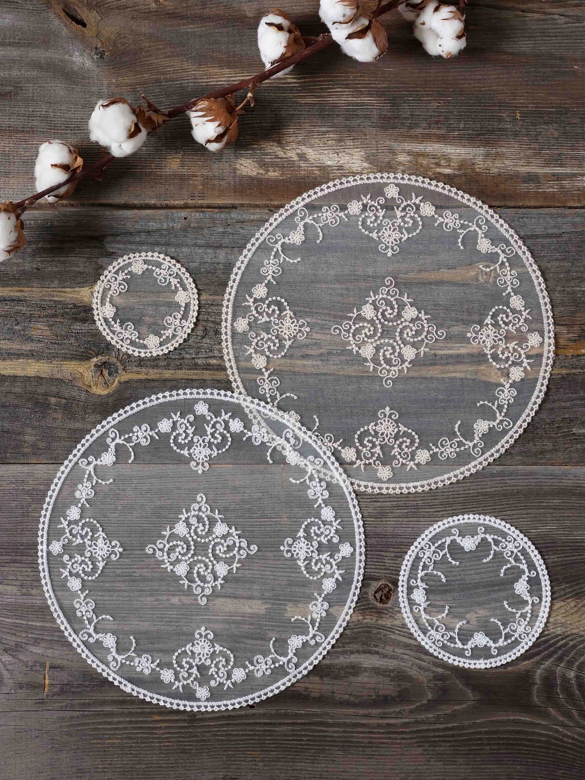 Round Lace Doilies White and Beige Vintage Cotton French Lace - Etsy