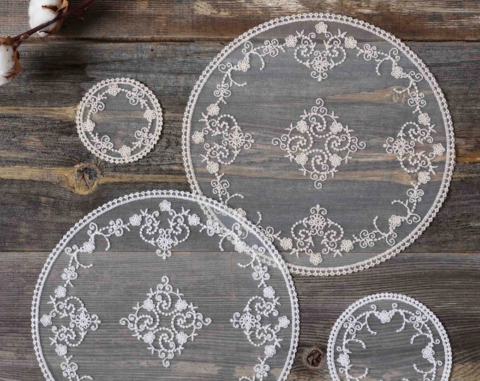 Round Lace Doilies White and Beige Vintage Cotton French Lace - Etsy