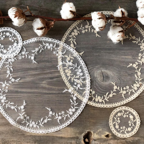 Round Lace Doilies White and Beige Vintage Cotton French Lace - Etsy