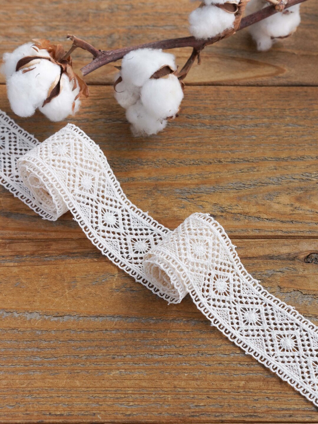 Ivory Cotton Lace Trim, 1.65" (4.2 Cm) Wide Vintage Style Lace Trim for ...