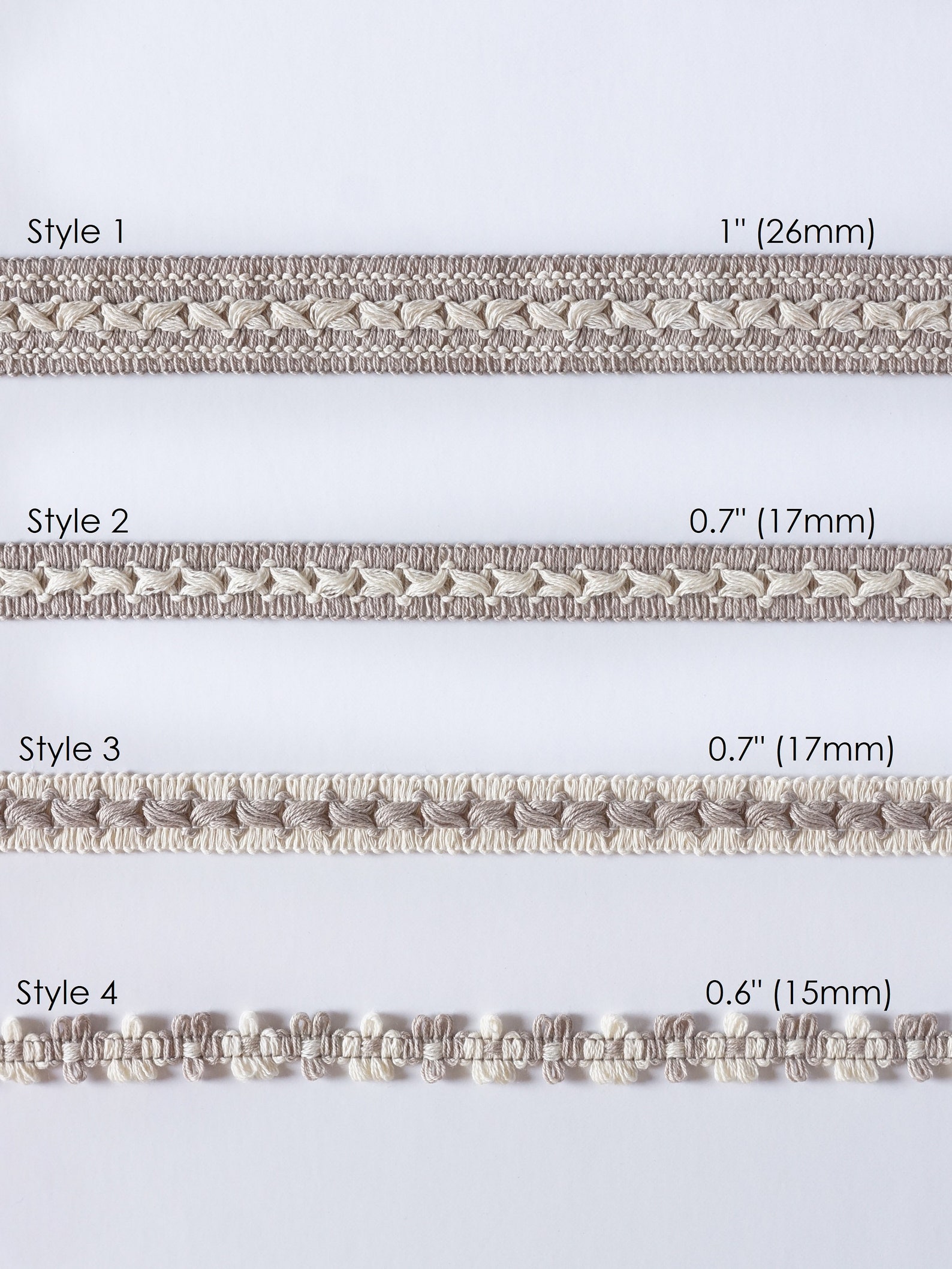 Woven Boho Ribbon – 1.09 Yd (1 M) Wide Natural Cotton Trim in Beige ...