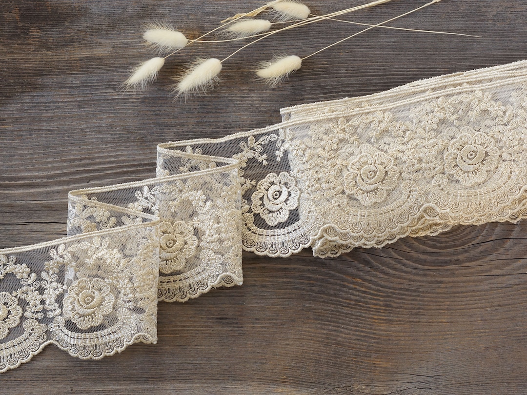 Gold Glitter Lace Trim, 3.94" (10 Cm) Wedding Bridal Lace Trimming ...