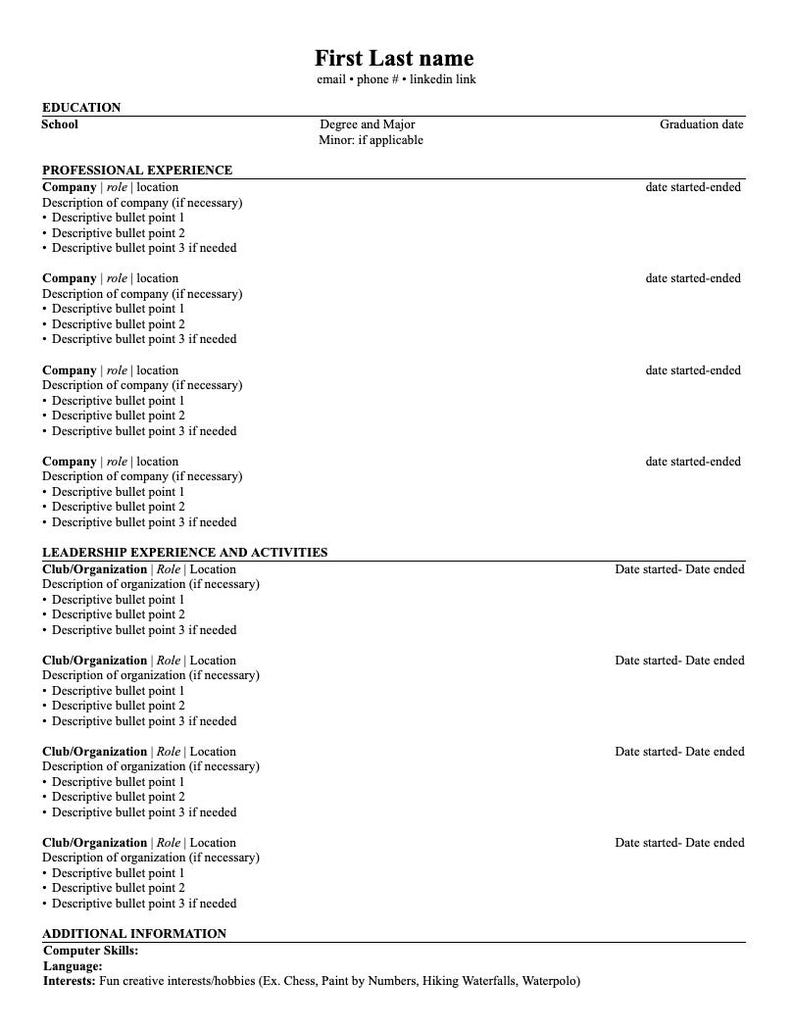 Editable Google Docs Resume Template | Modern CV | Professional One ...