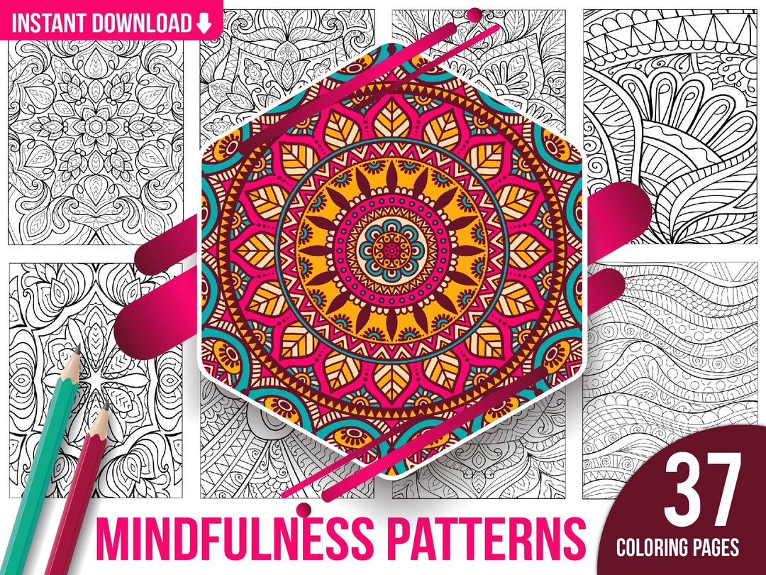 Mindfulness Patterns Coloring Pages Fantasy Coloring Page - Etsy
