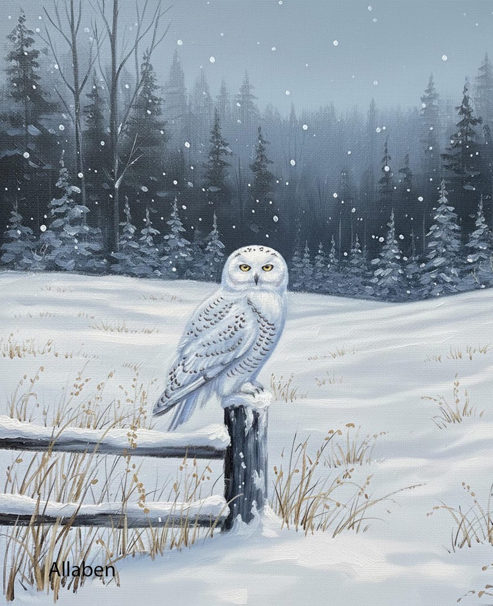 Wildlife Snowy Owl in A Winter Landscape Digital - Etsy