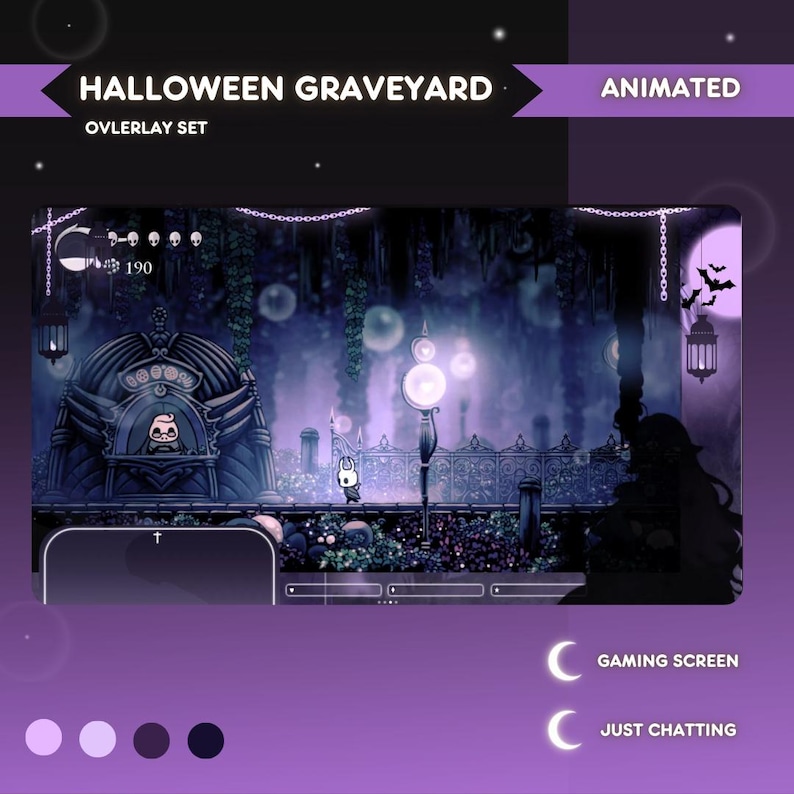 Vtuber Animated Purple Graveyard Halloween Twitch Screens - Etsy