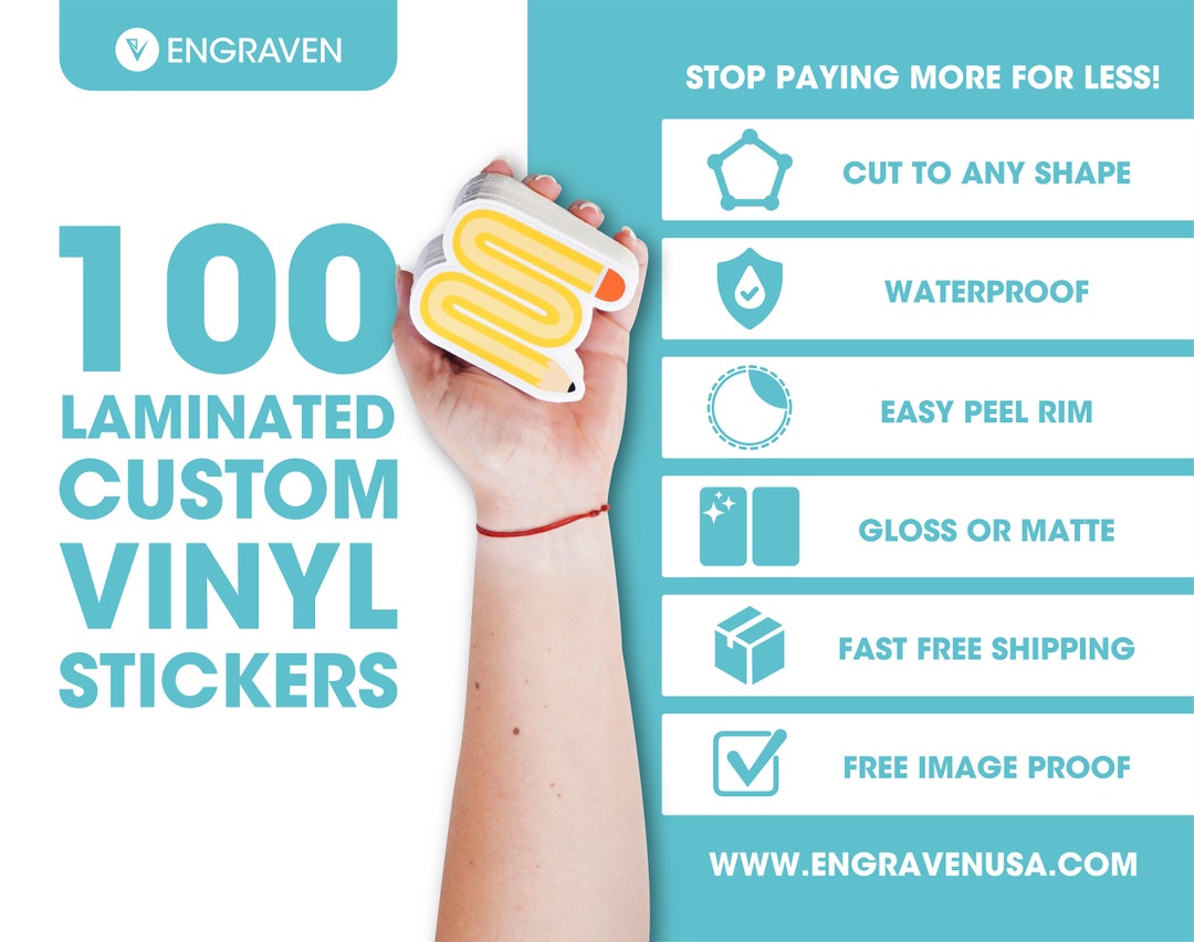 100 Custom Vinyl Laminated Stickers - Best Prices - Small Bussiness ...