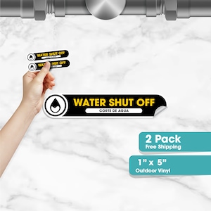Bilingual Water Shut off Small 2 Pack Stickers | Water Shut off ...