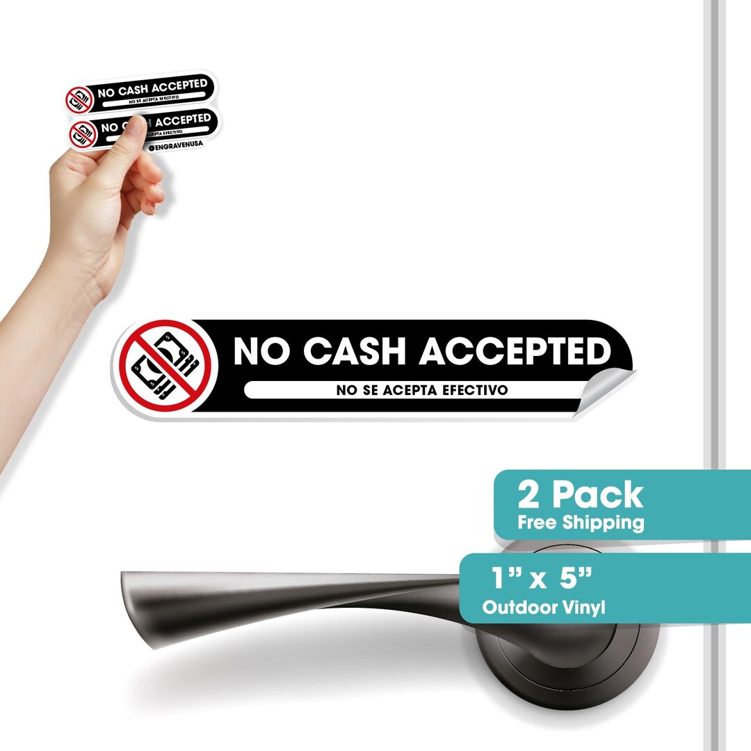 No Cash Accepted Sticker | Cash Not Accepted | Bilingual Notice ...