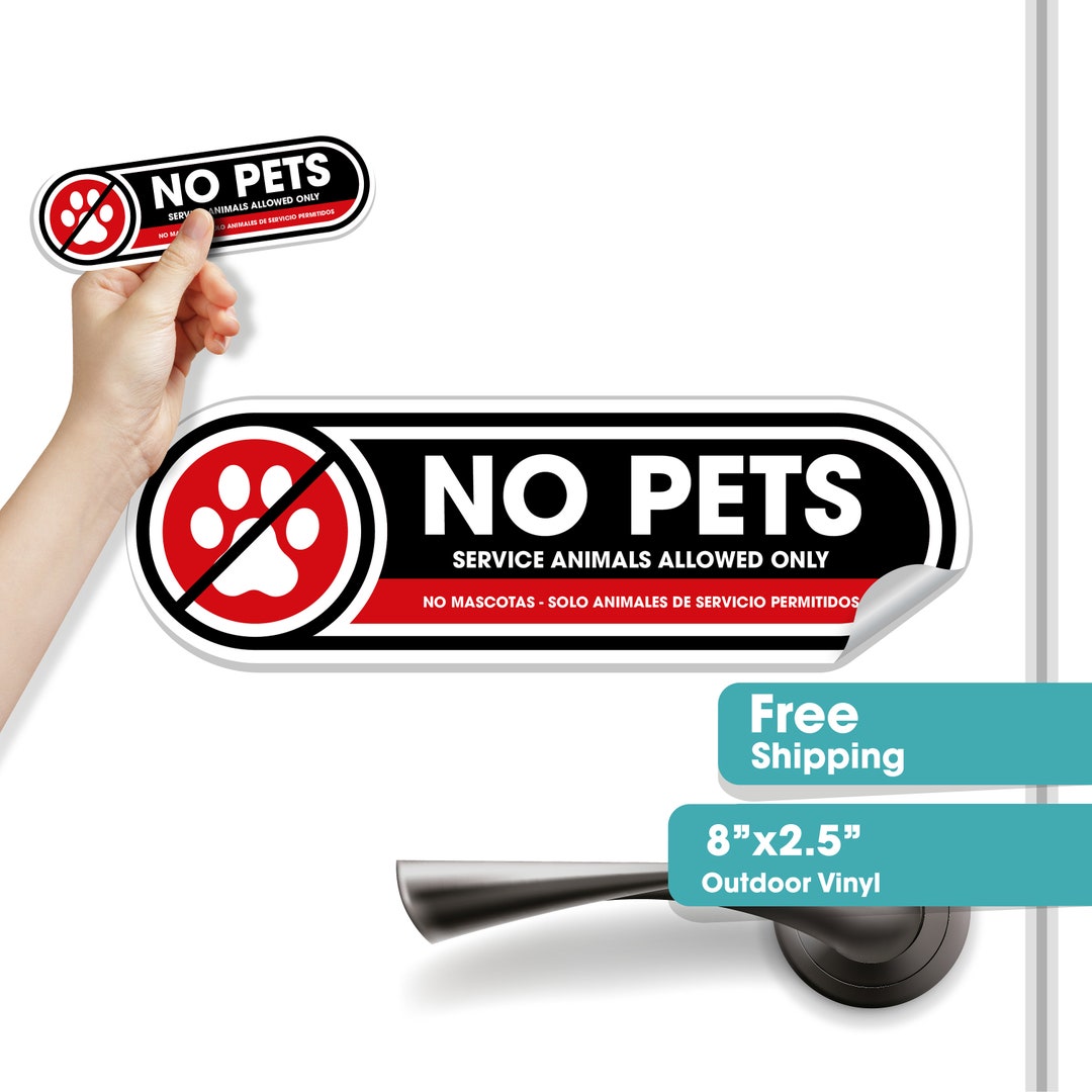 Bilingual No Pets Service Animals Allowed Only Sticker | 1 Pack No Pets ...