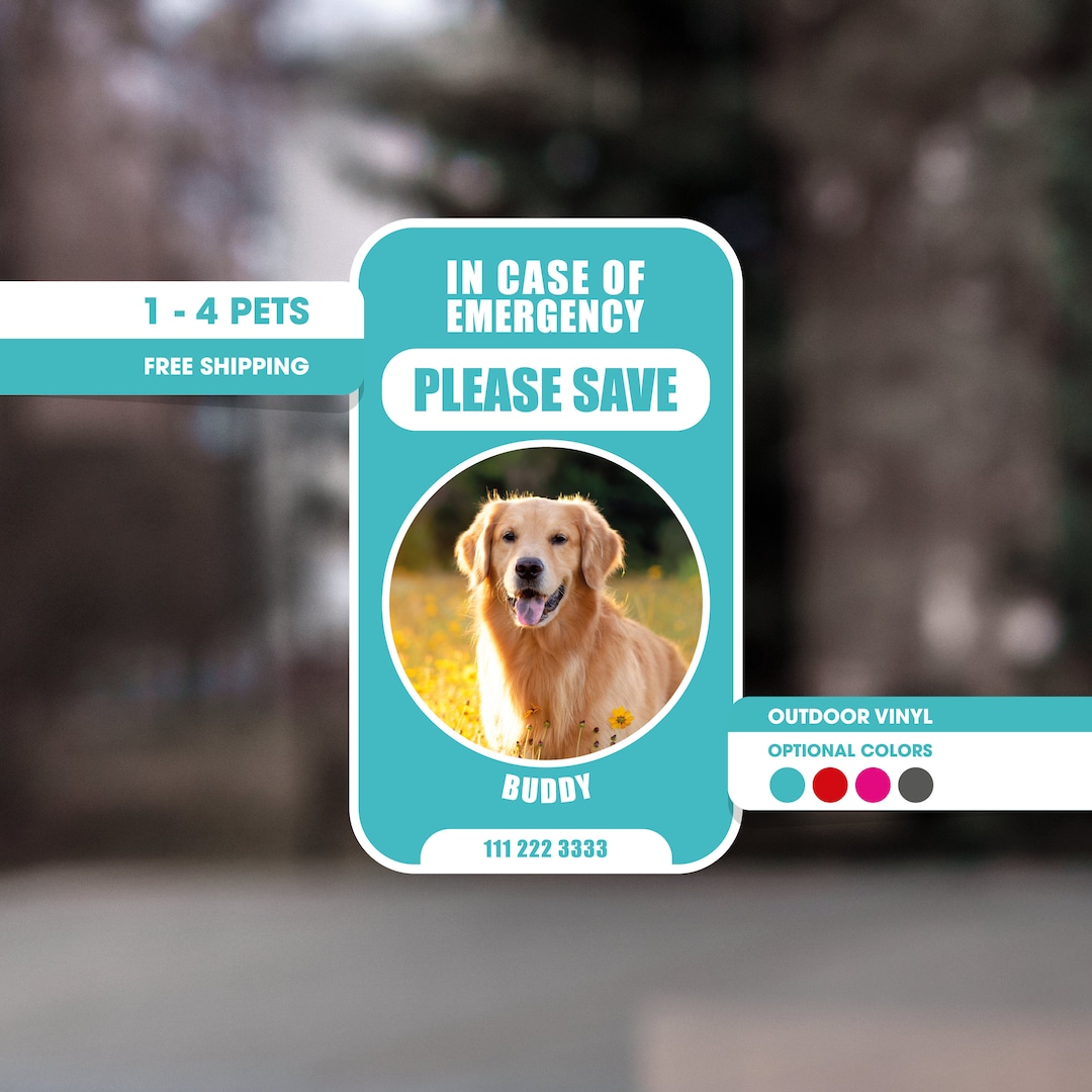Customized Pet Photo and Name Sticker, Save Our Pets, Window and Door ...