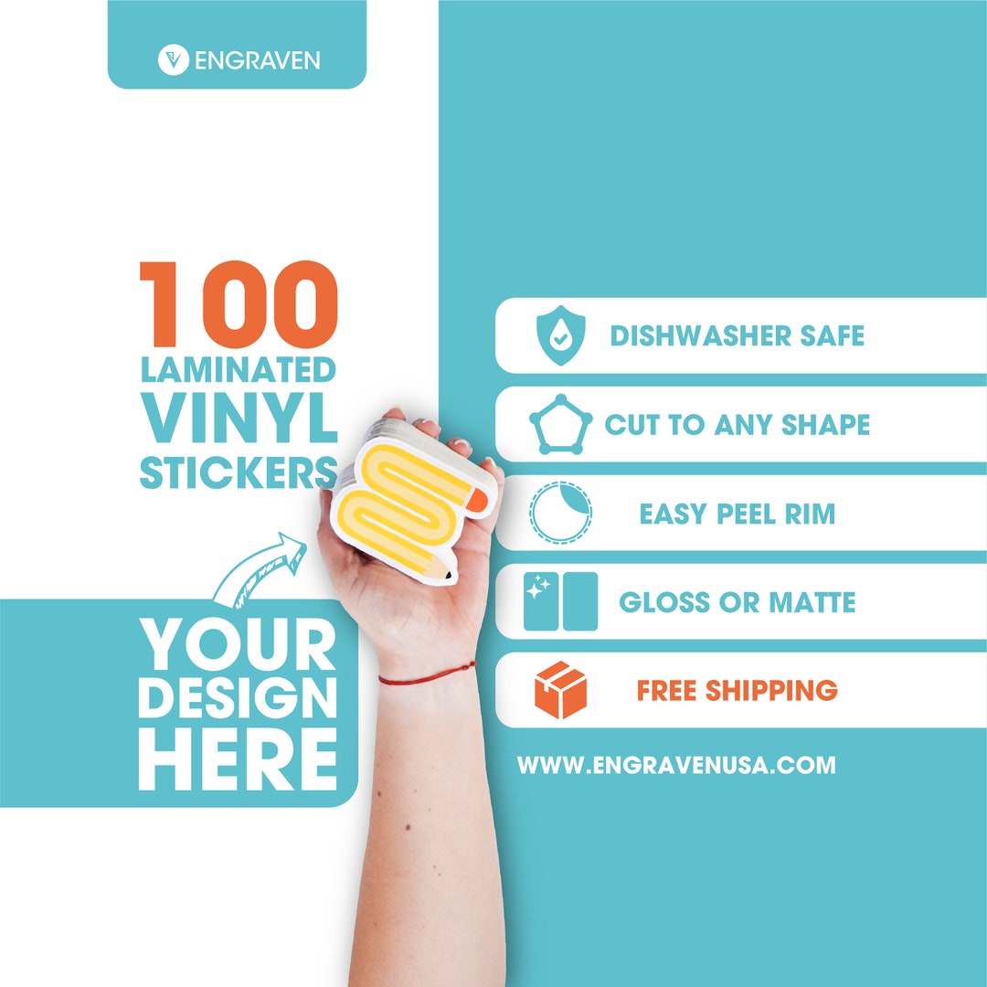 100 Vinyl - Laminated Stickers - Your Custom Image, Logo, Design ...