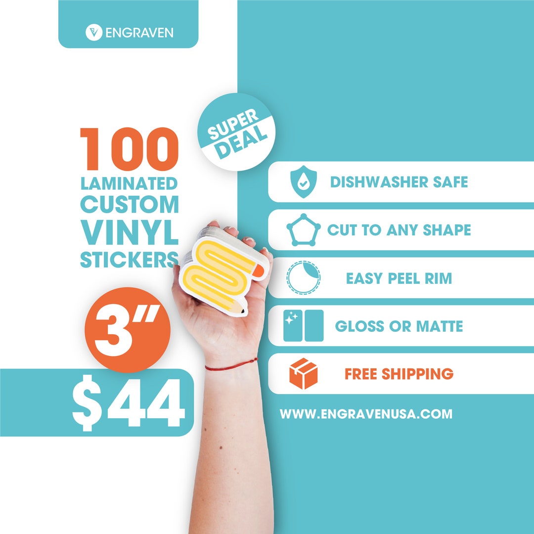 Super Deal 100 Custom Vinyl Stickers - Your Own Design - Image - Photo ...