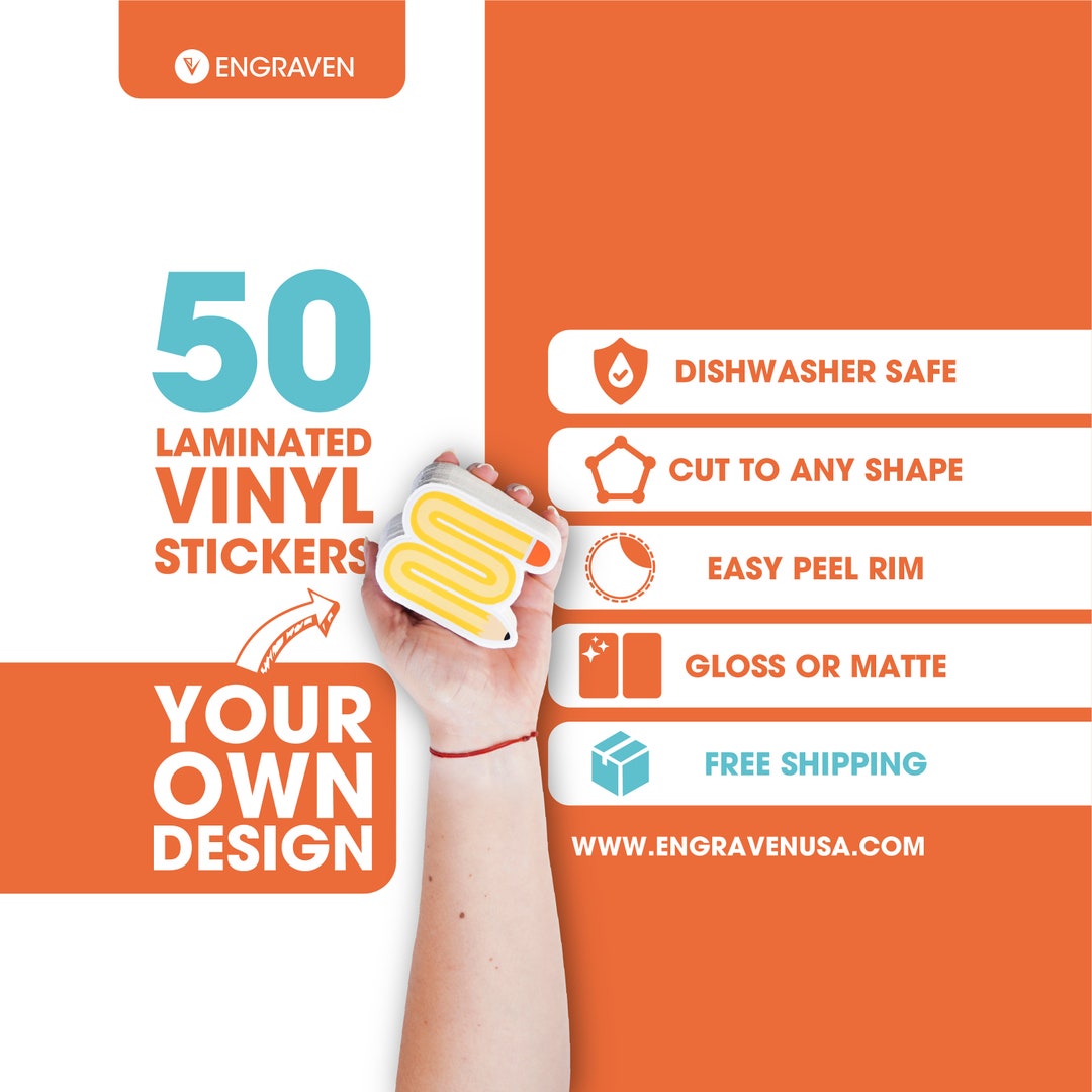50 Custom Vinyl Laminated Stickers - Best Prices - Small Business ...