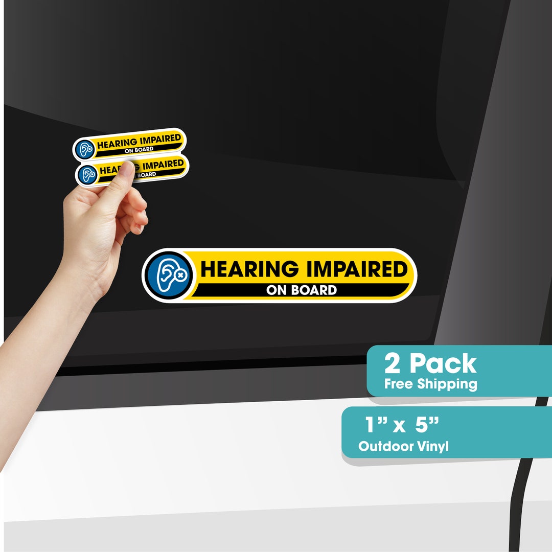 Hearing Impaired on Board Small Stickers for Car | Hearing Impaired ...