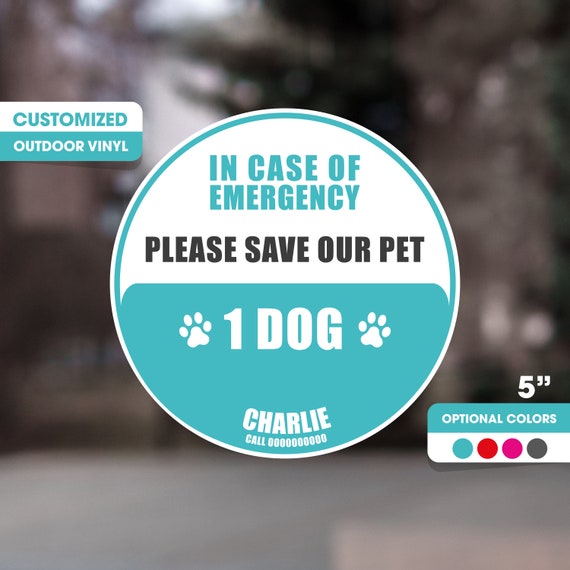 Customized Pet Emergency Sticker Save Our Pets Window and - Etsy