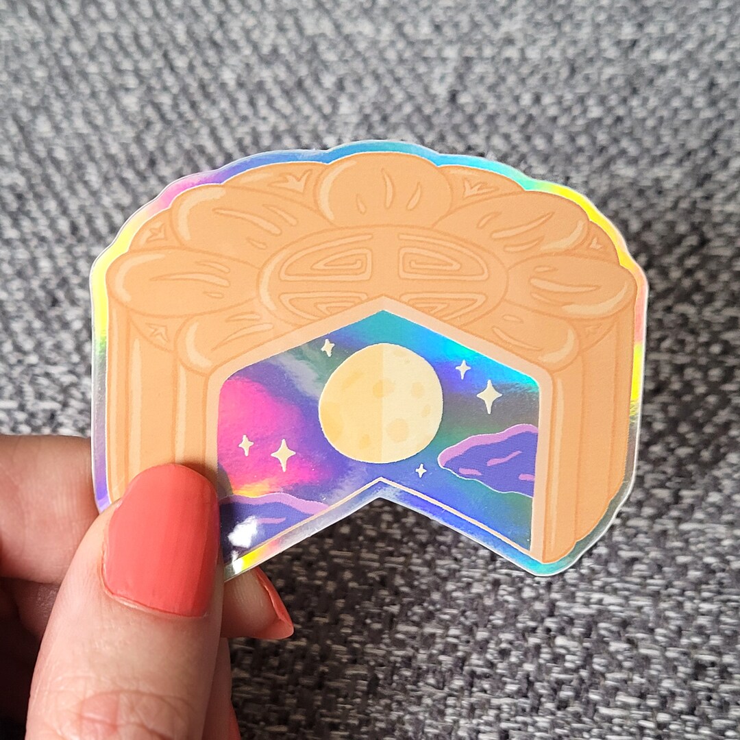 Celestial Mooncake Holographic Sticker - Etsy