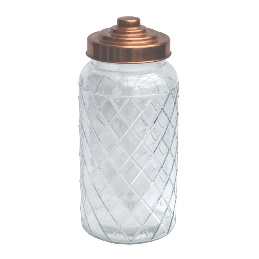 Glass Jar Copper Lid | Retro Glass Jar | Embossed Glass Jar | Kitchen ...