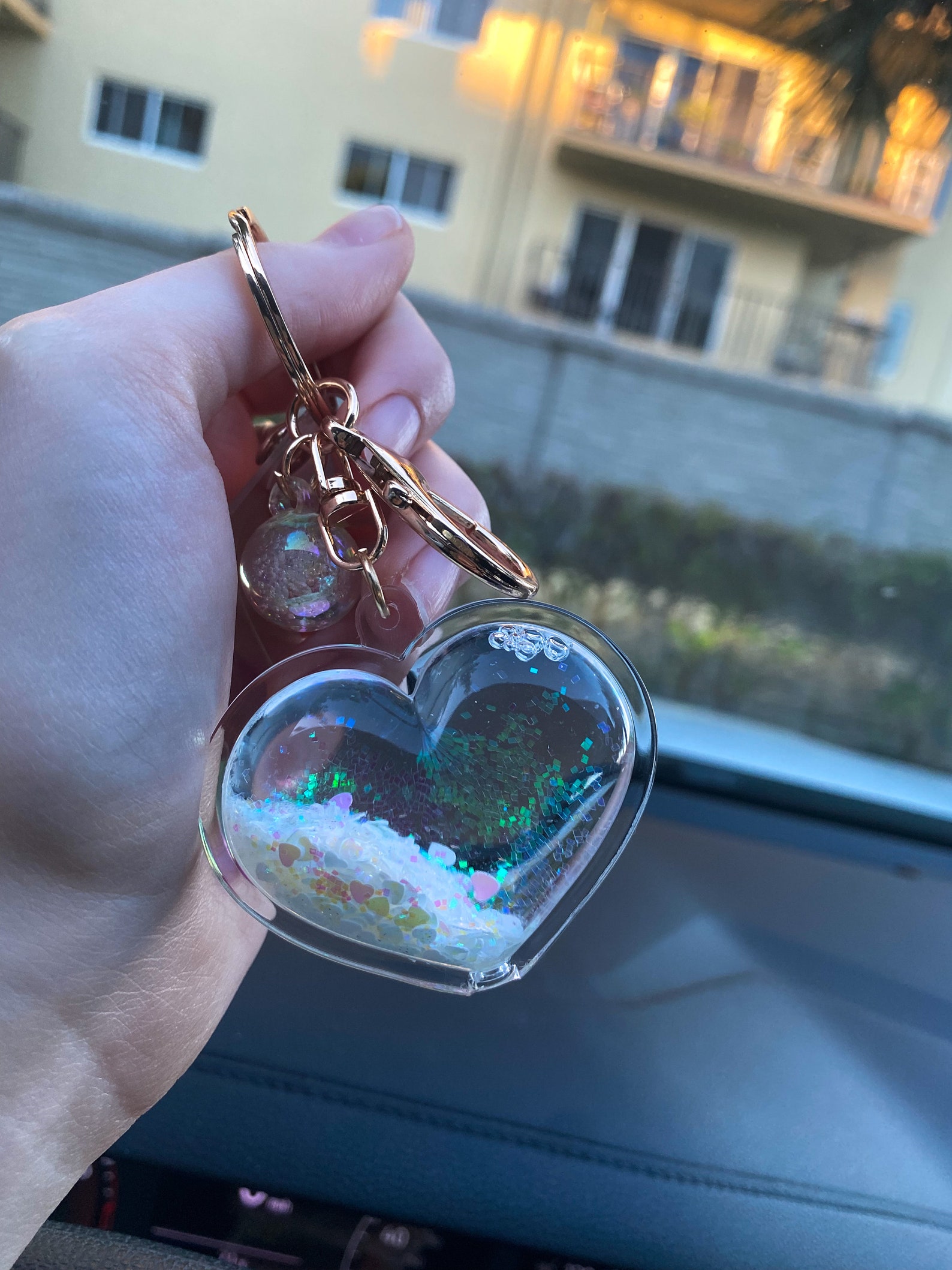 Heart Liquid Keychain Heart Keychain Quicksand Keychain - Etsy