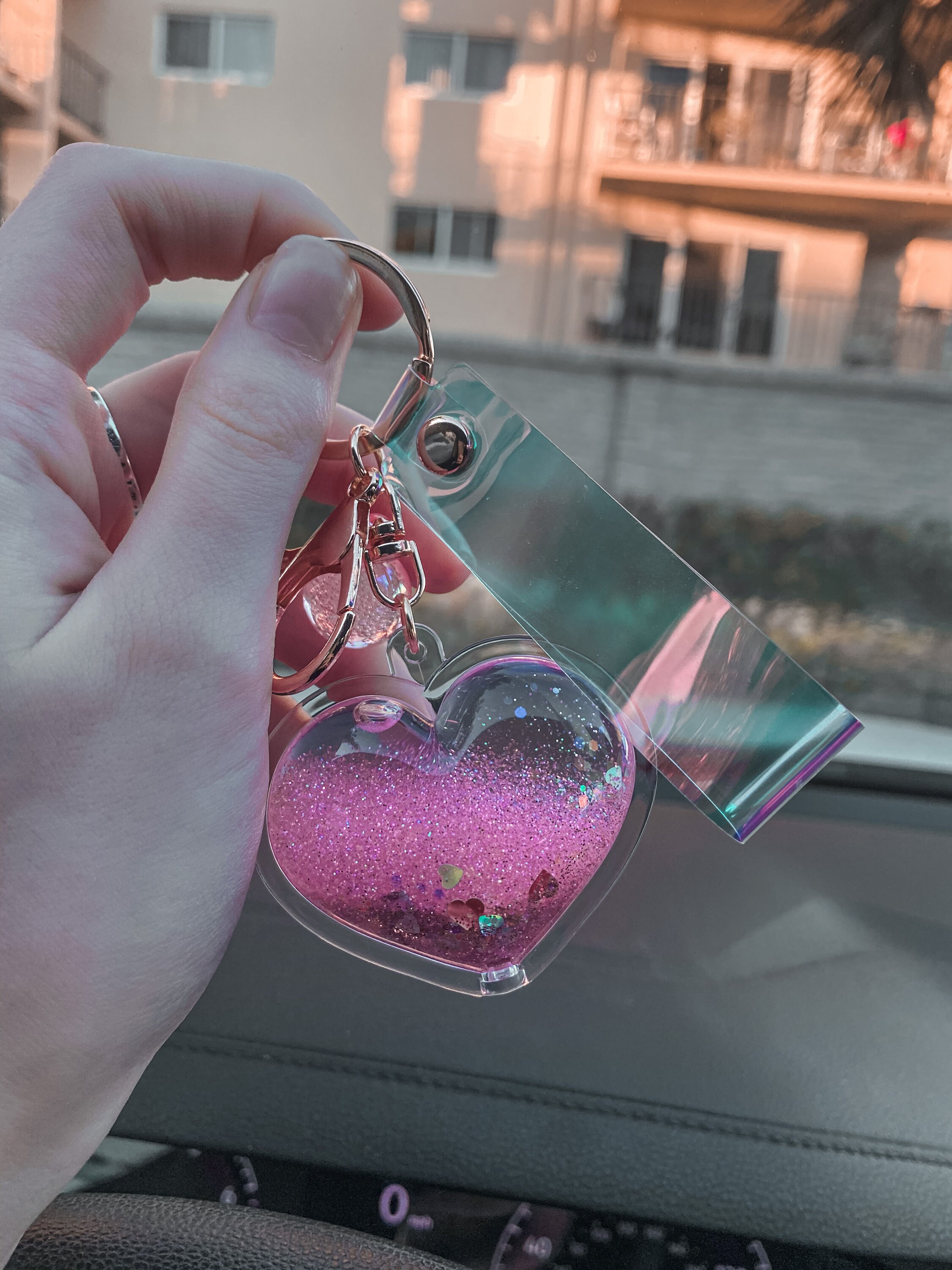 Heart Liquid Keychain Heart Keychain Quicksand Keychain - Etsy