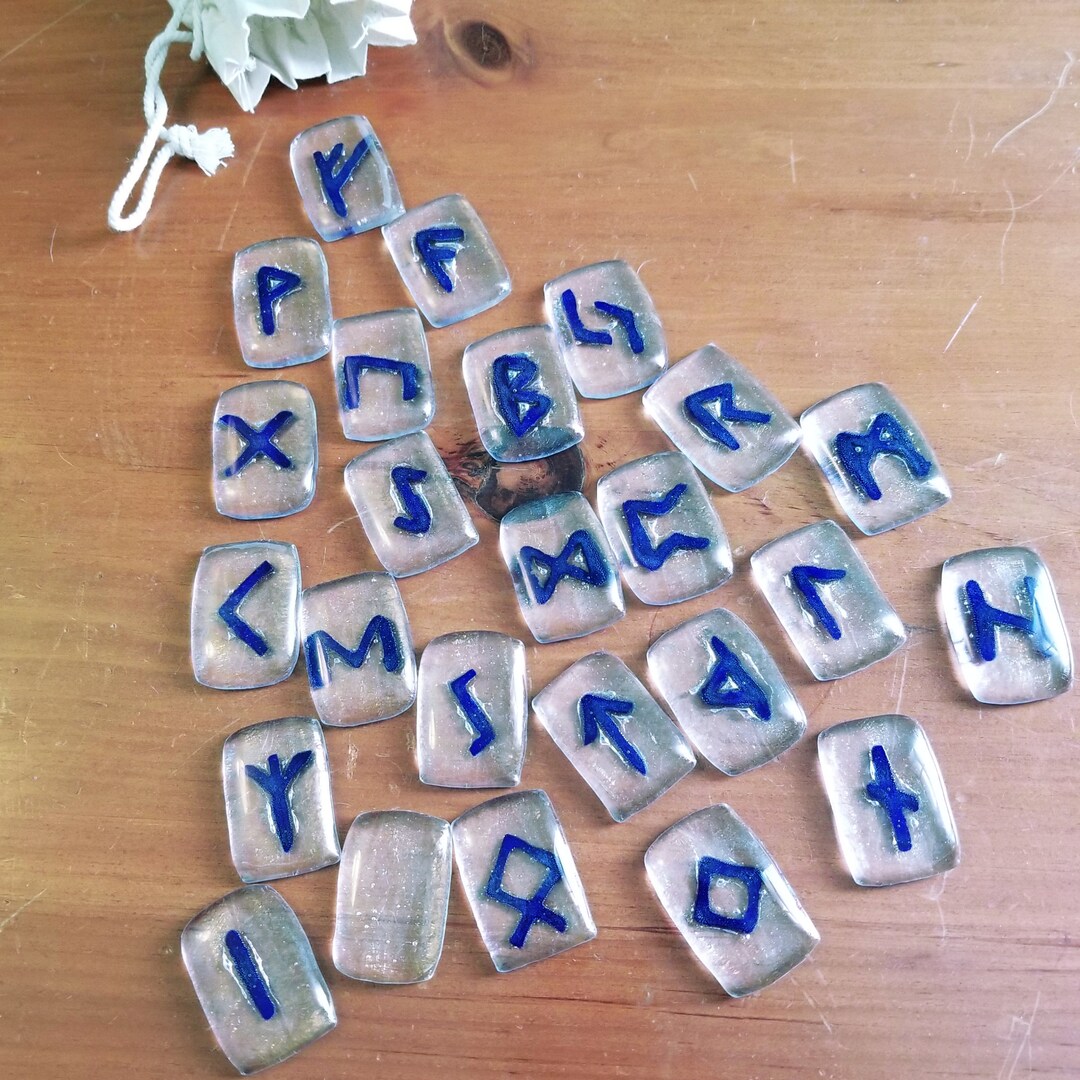 Ice Runes Fused Iridescent Glass Rune Set Hand Painted - Etsy UK