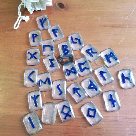 Ice Runes Fused Iridescent Glass Rune Set Hand Painted - Etsy