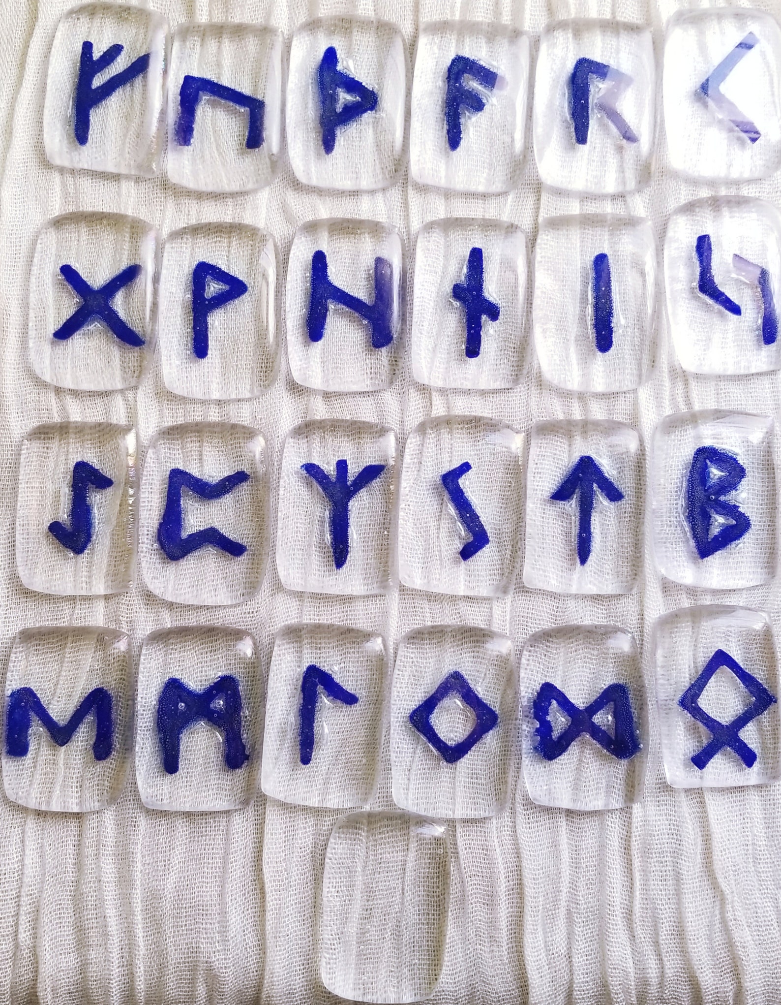 Ice Runes Fused Iridescent Glass Rune Set Hand Painted - Etsy UK